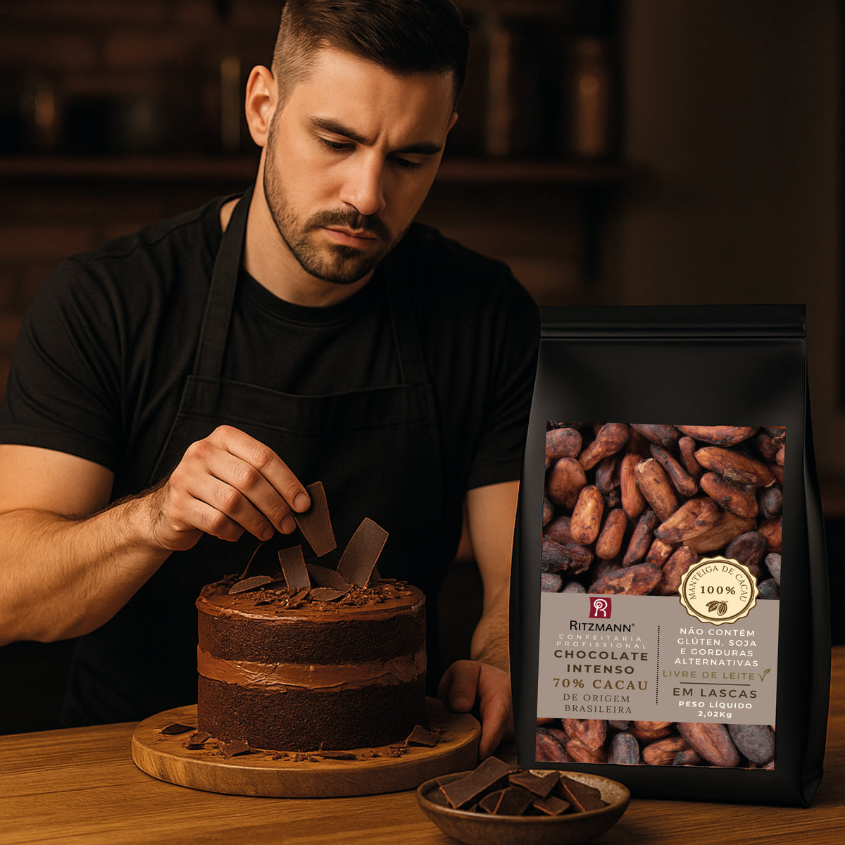 5362 CHOCOLATE GOURMET AMARGO 70% CACAU 2,02KG - RITZMANN – Confeitar